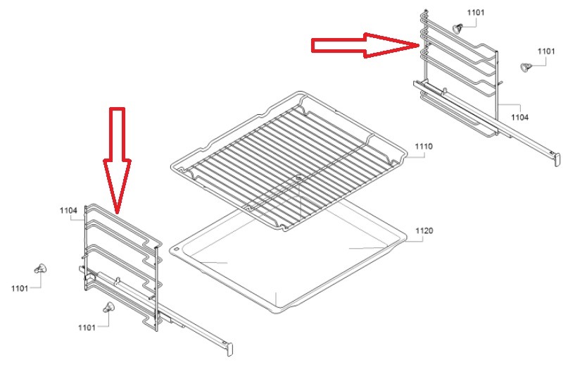 מסילות טלסקופית מקוריות לתנור אפייה בוש סימנס 17001706 - שירות סי.אס.בי