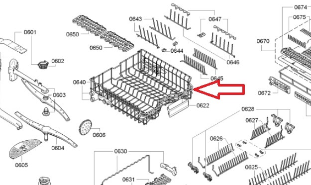 Original upper basket for dishwasher Bosch Siemens and Constructa ...