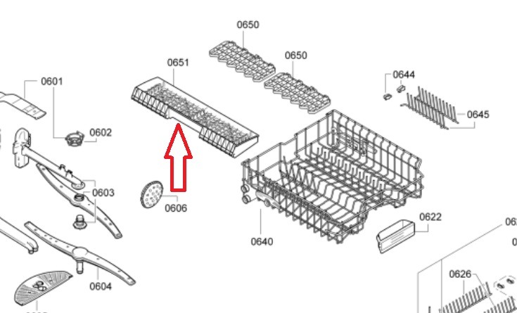 מחזיק סכינים לסלסלה עליונה למדיח כלים בוש סימנס וקונסטרוקטה 00701353 ...