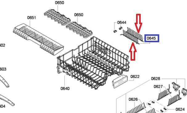 מחזיק צלחות לסלסלה עליונה למדיח כלים בוש וסימנס 12004140 - שירות סי.אס.בי