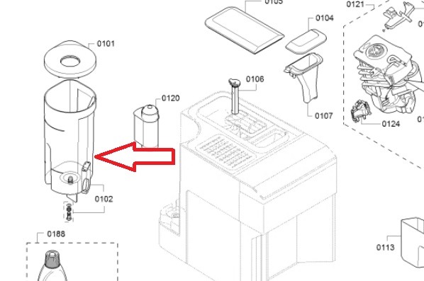 Original water tank for Siemens 11032104 automatic espresso coffee ...