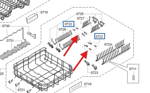Klipy pro držák talířů do spodního koše do myčky Bosch Siemens a ...