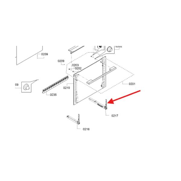 ציר ימין מקורי לדלת תנור אפייה בוש 11031409 - שירות סי.אס.בי